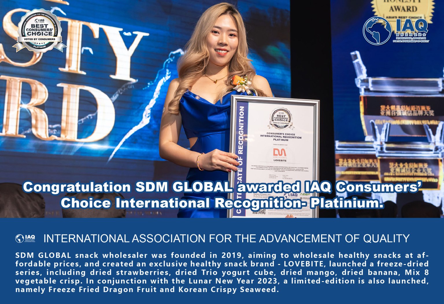 Congratulations SDM GLOBAL awarded IAQ Consumers’ Choice International Recognition - Platinium ...