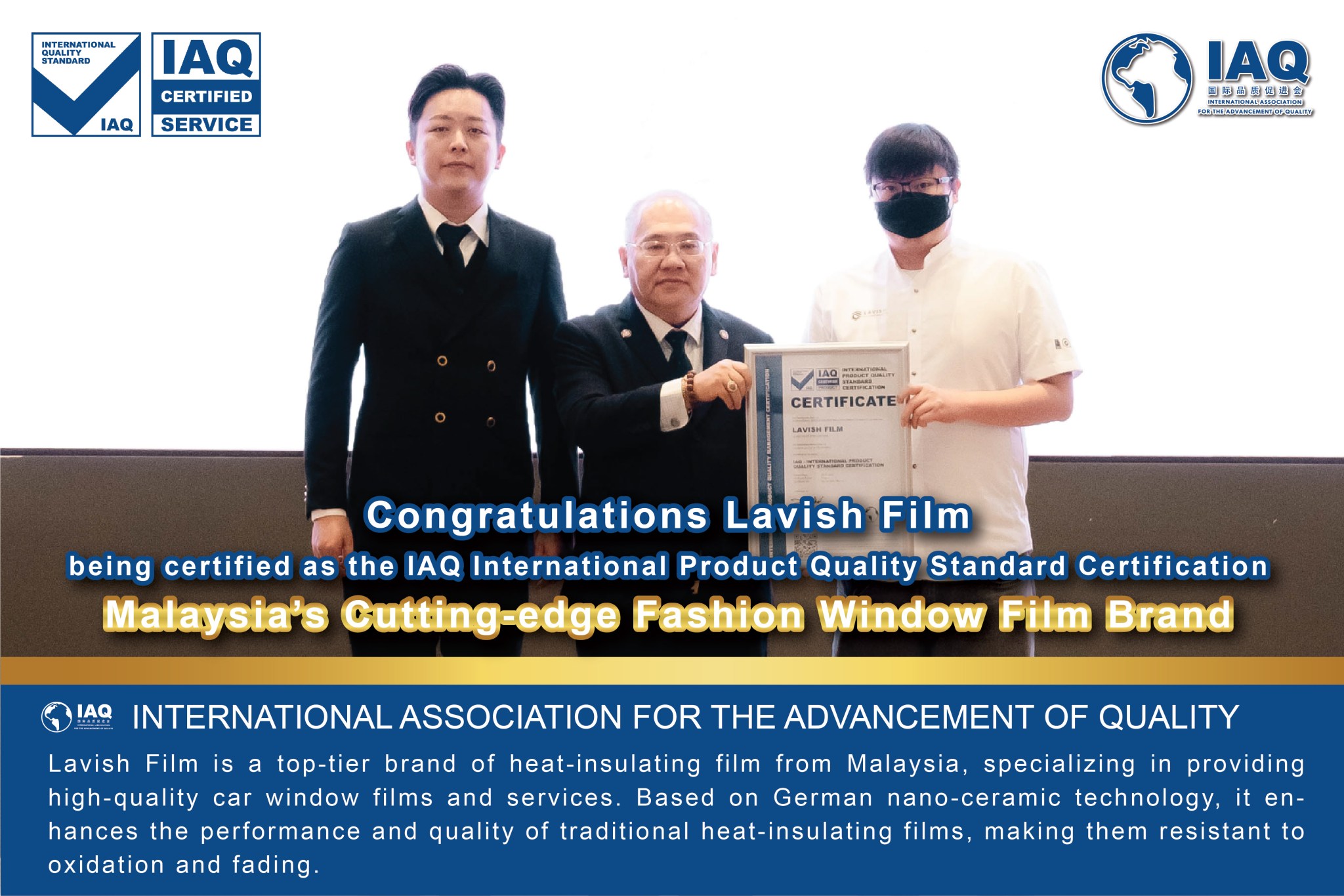 Congratulations Lavish Film being certified as the IAQ International ...